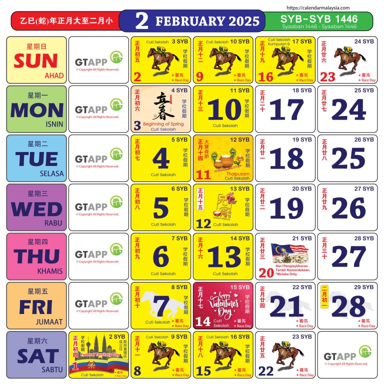 Kalendar Kuda 2025: Tarikh Cuti Umum Malaysia Dan Cuti Sekolah